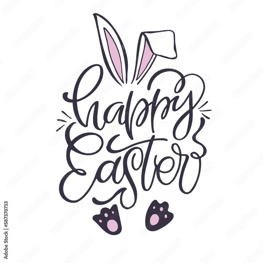 Happy Easter! Lettering about Easter for flyer and print design. Vector ...