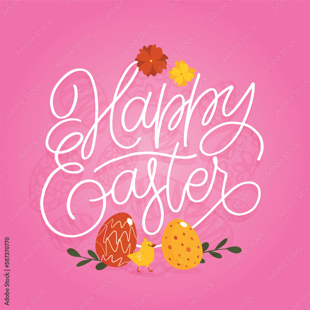 Happy Easter! Lettering about Easter for flyer and print design. Vector ...
