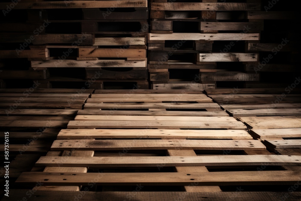 Ilustração do Stock: a pile of wooden pallets stacked on top of each ...