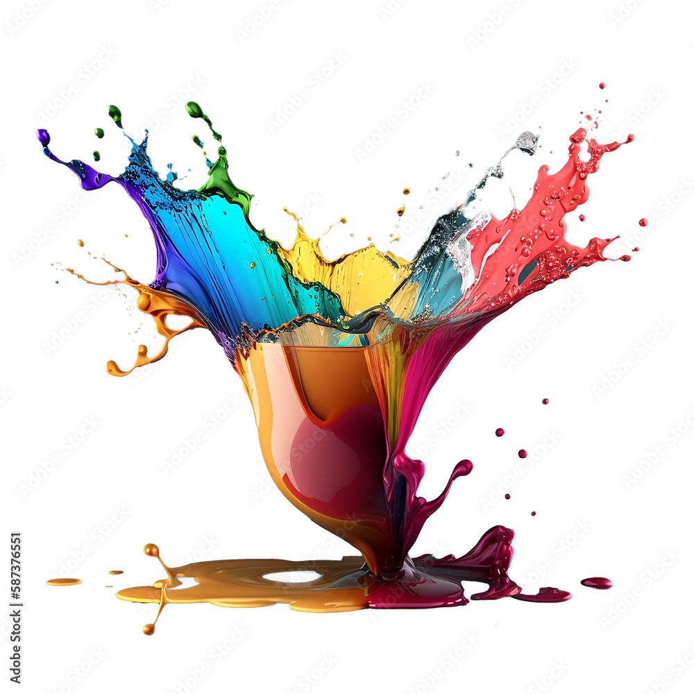 Colorful paint splash on transparent background, png. Generative AI ...