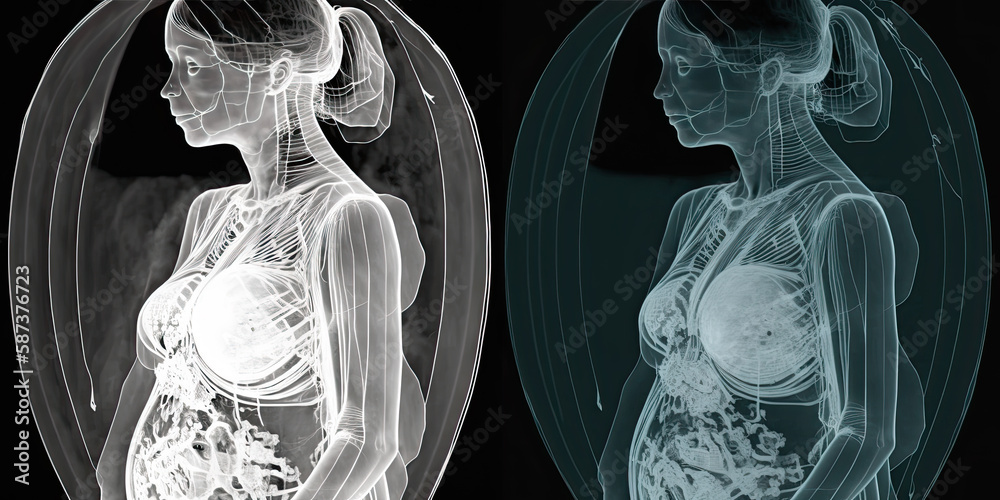 Pregnancy X-ray: X-ray of pregnant woman's pelvis and fetus - Generative AI ilustración de Stock ...