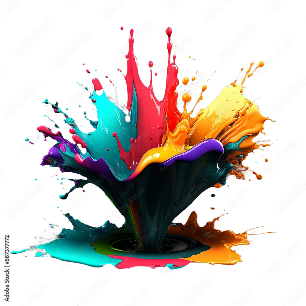 Colorful paint splash on transparent background, png. Generative AI ...