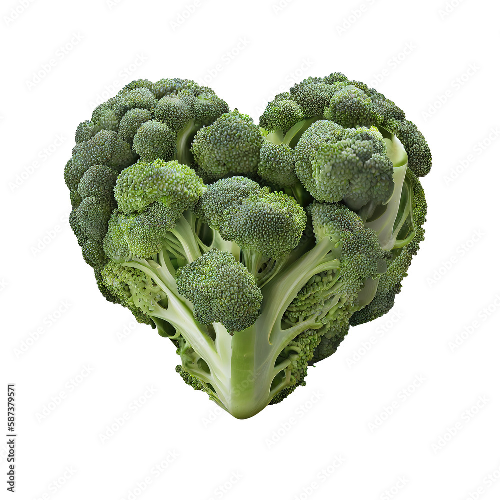 Broccoli cabbage in the shape of a heart vegetable plant isolated ...