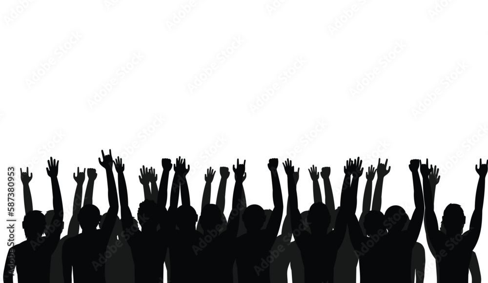 Crowd people cheering, cheer hands up. Applause audience. Spectators ... Crowd people cheering, cheer hands up. Applause audience. Spectators ...