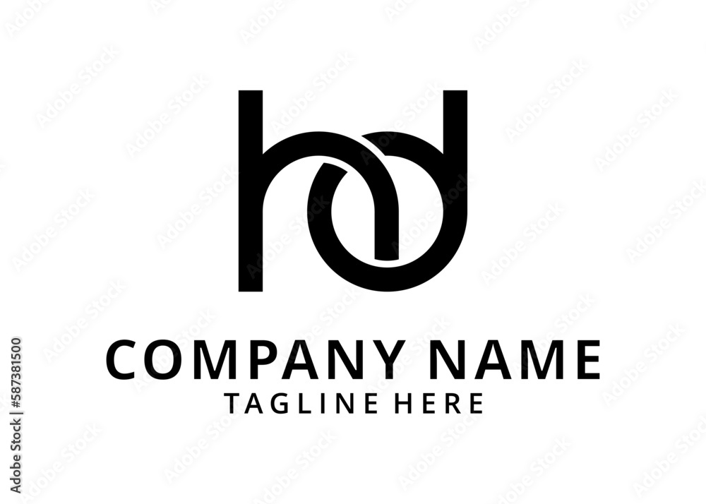 Initial letters hd, round linked overlapping chain shape lowercase logo ...