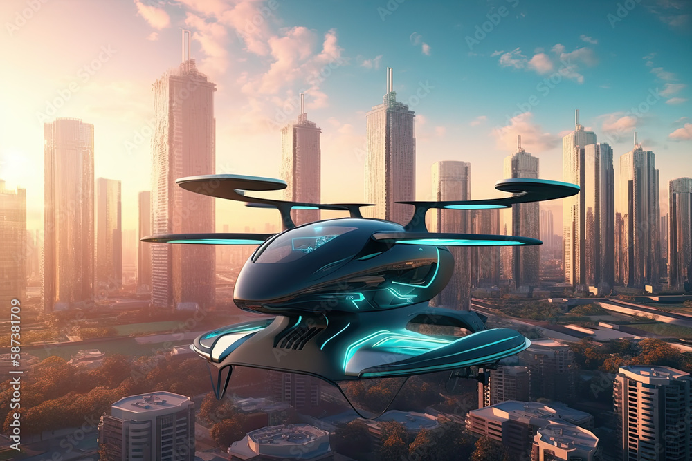 Future of urban air mobility, city air taxi, UAM urban air mobility ...