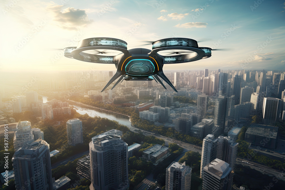 Future of urban air mobility, city air taxi, UAM urban air mobility ...