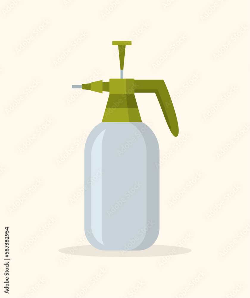 Garden hand pump sprayer. Portable pressure spray bottle on a beige ...