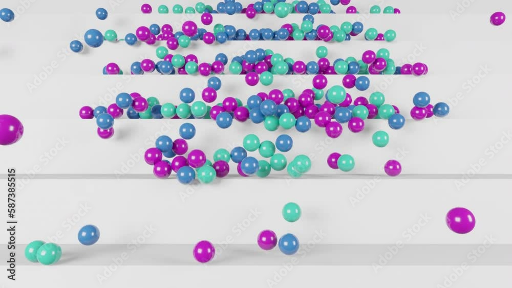 Art abstract animation with lots of colorful shiny balls or bubbles ...