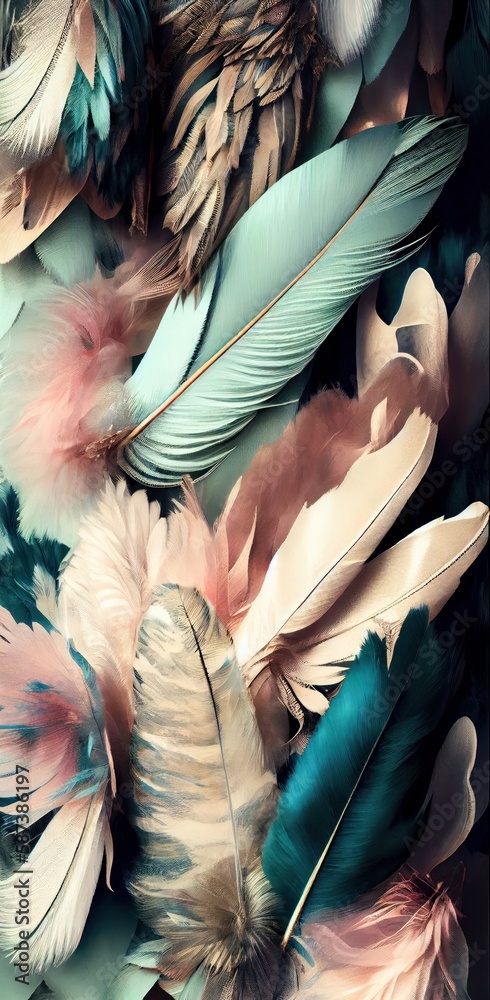 Feathers texture pastel vertical abstract background. Creative feather ...