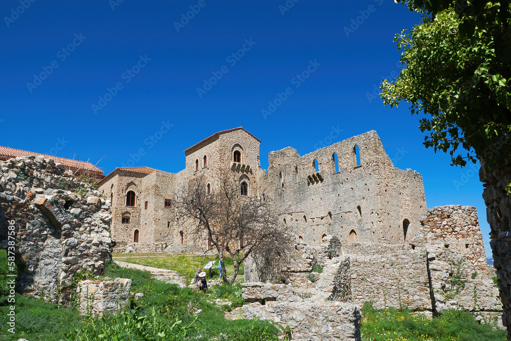 Castle of Mystras , Greece. Mystras was a Byzantine state in the ...