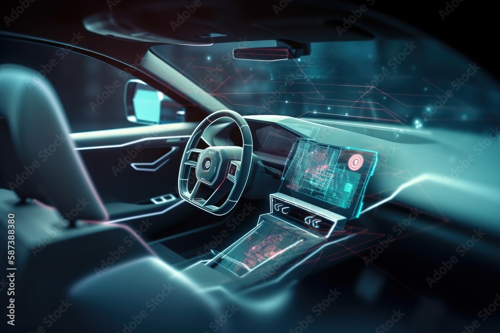 a car dashboard with a digital display and a steering wheel wheel and ...