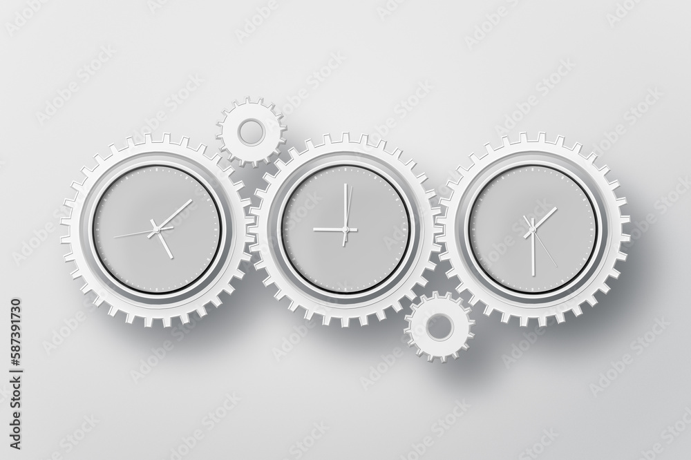 Set of gears with clock design Stock Photo | Adobe Stock