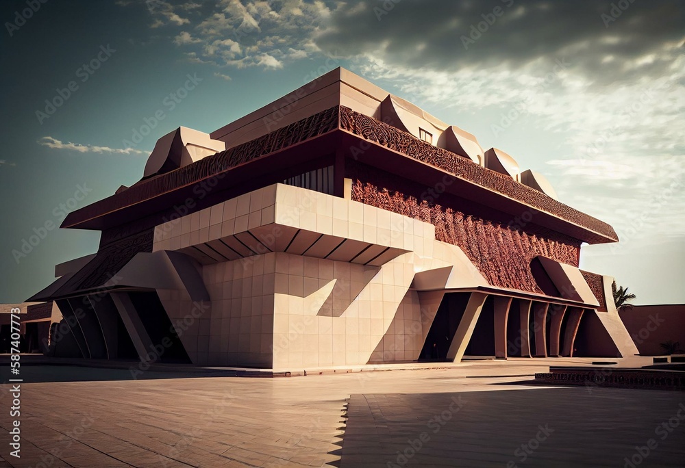 traditional qatari house exterior at the national qatar museum ...