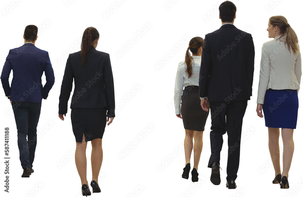 Rear view of business people walking Stock Photo | Adobe Stock