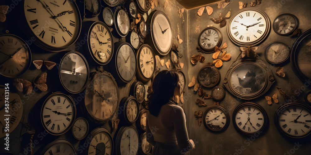 creative Clock in a multi-colored and butterflies. Fairy clock on the ...