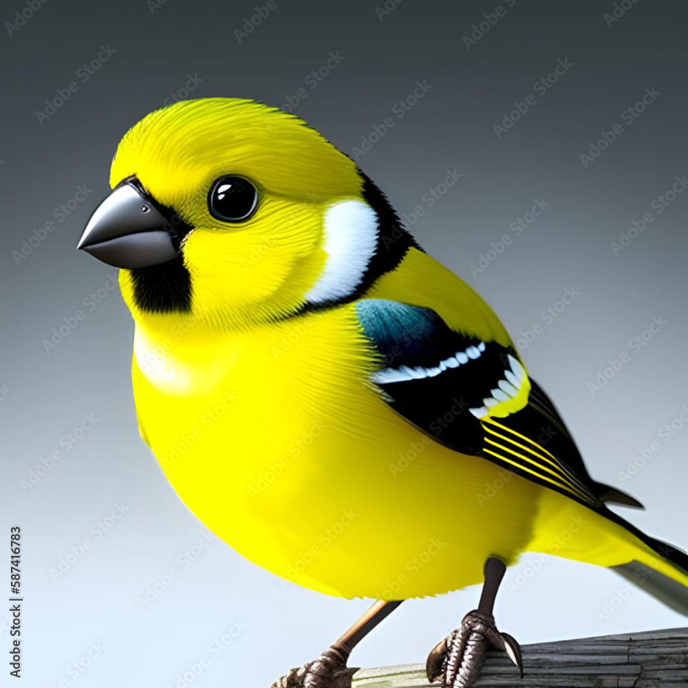 Create a professional artwork of a very cute baby canary, rendered in ...