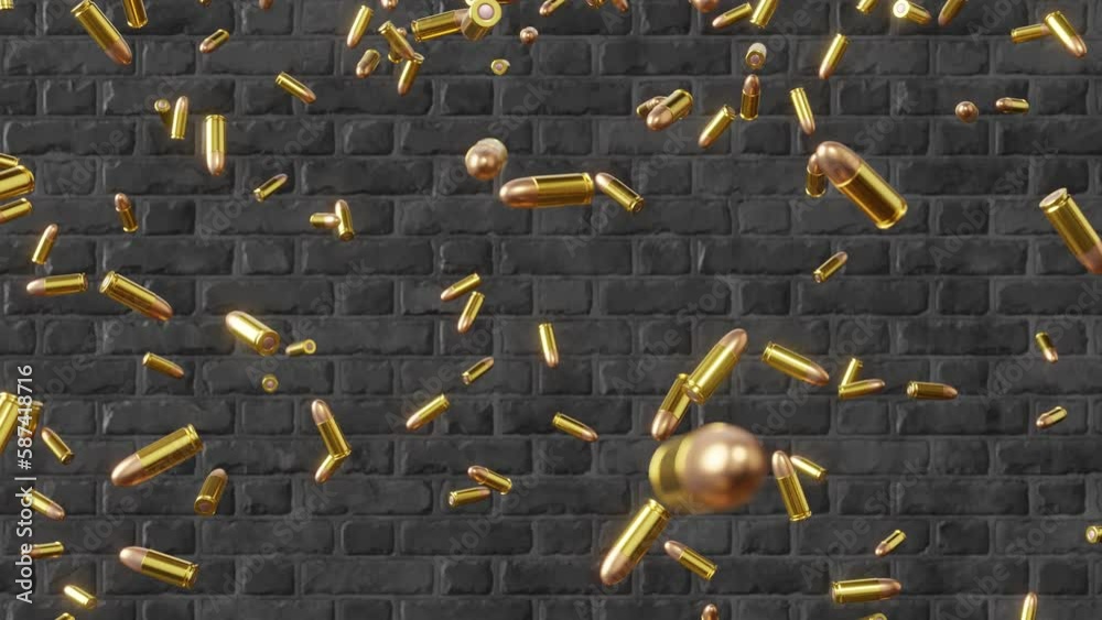 Lots of Bullets falling Down with Luma Matte. War Concept. Professional ...