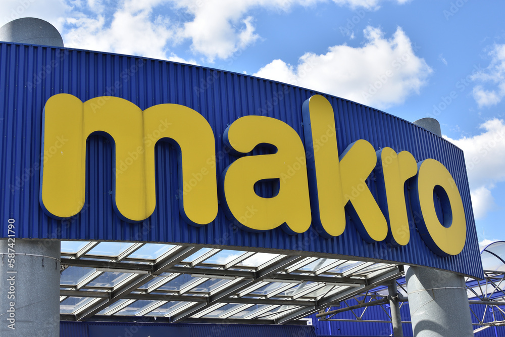 MAKRO Cash & Carry signage on the facade of warehouse club, supermarket ...