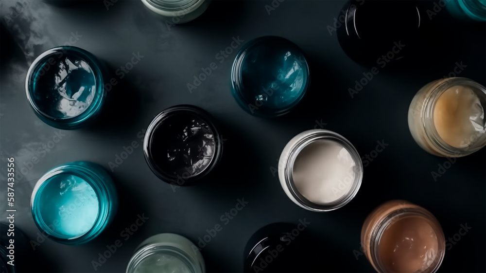 top view realistic style graphic background with cream jar for ...