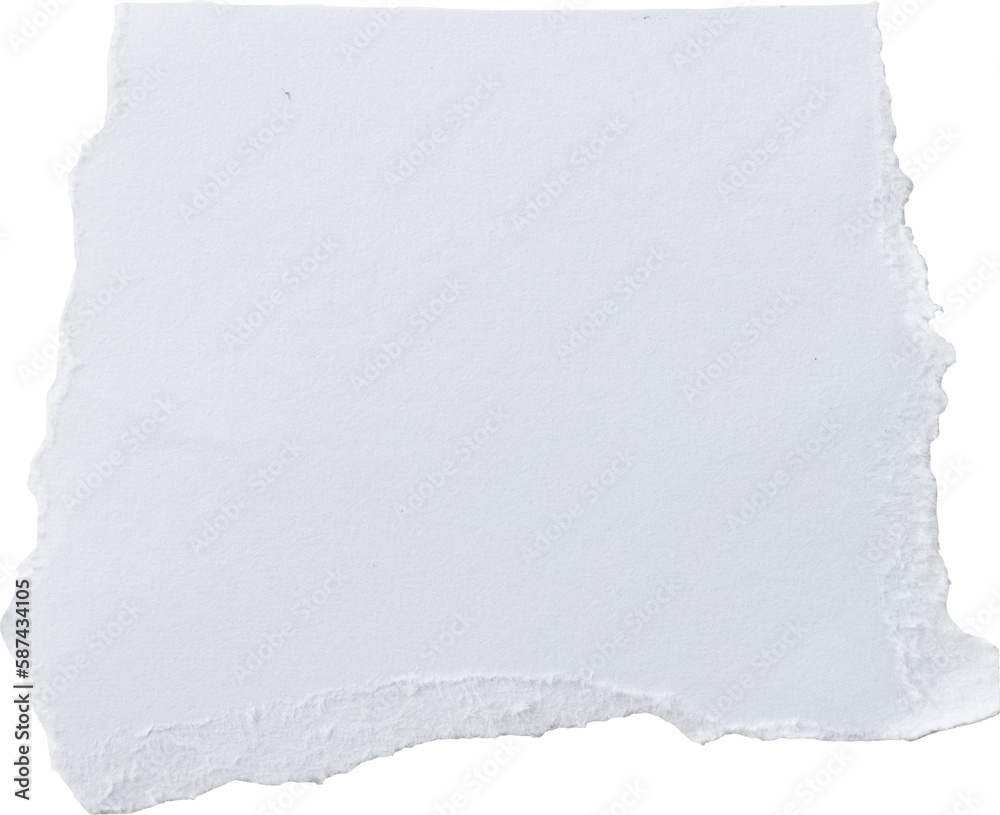 Image of close up of white torn paper with copy space on transparent ...