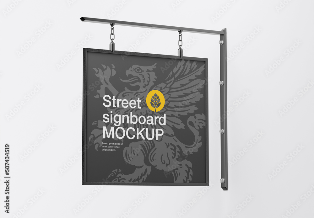 Signboard Wall Mockup Stock Template | Adobe Stock