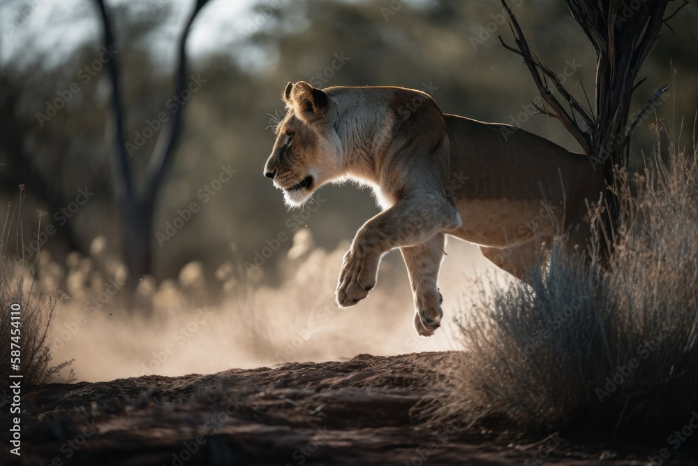 Beautiful lioness in nature in a natural habitat. AI generated, human ...