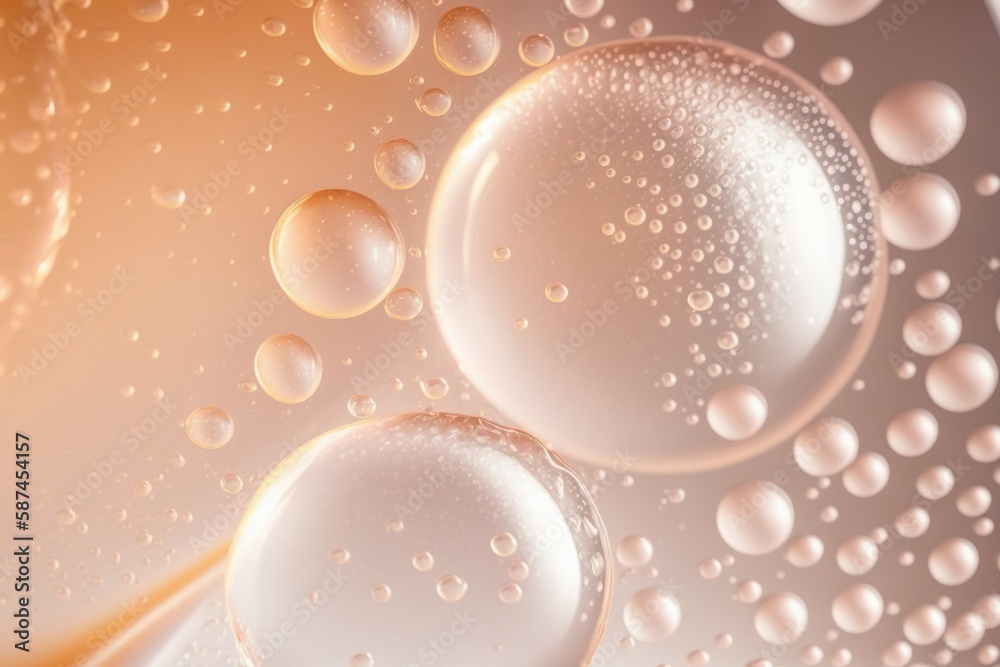 Clear liquid cosmetic product. Gel texture with bubbles, skin care ...