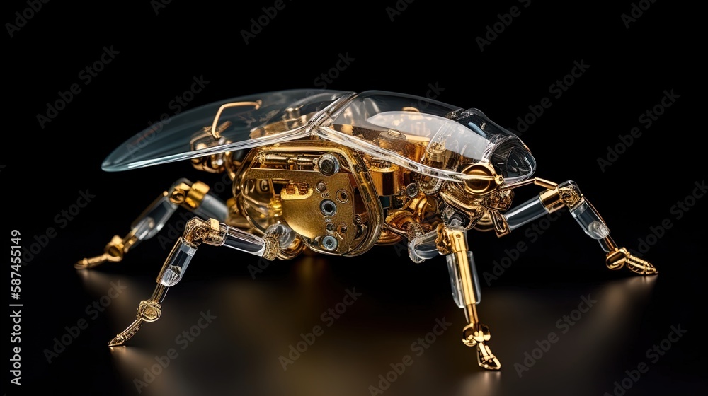 Transparent Robotic Insects: Cyborg Creatures with Gold Circuit Board ...