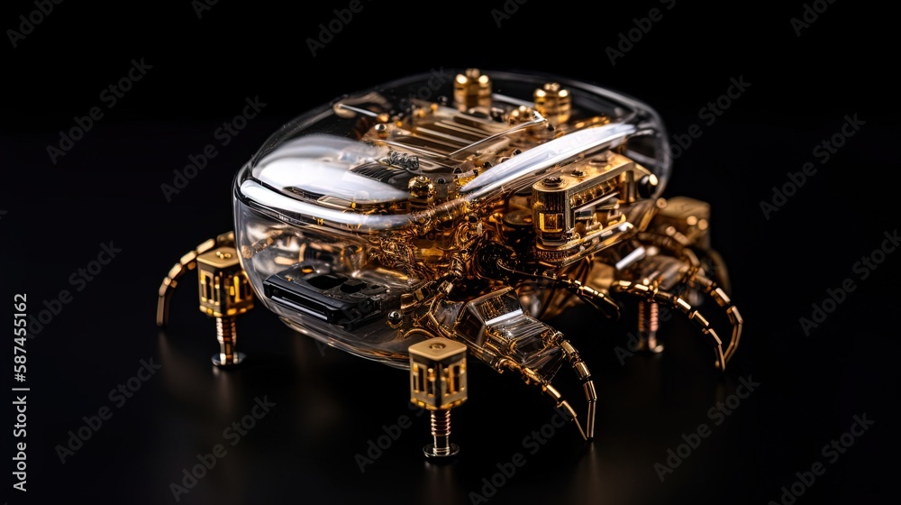 Transparent Robotic Insects: Cyborg Creatures with Gold Circuit Board ...