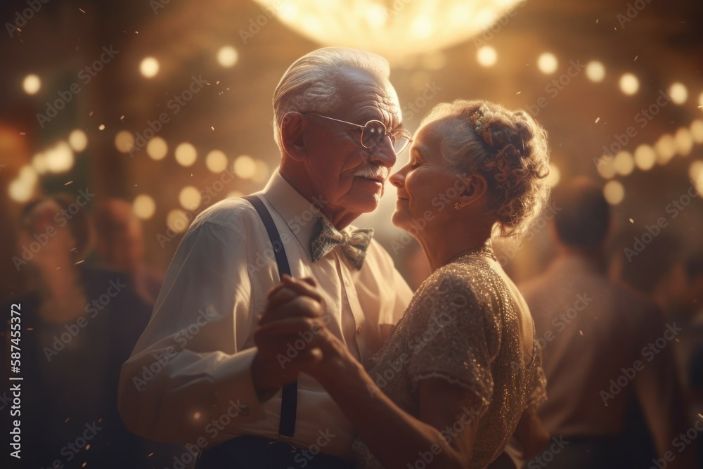 Grandpa and grandma are dancing. Leisure of happy energetic pensioners ...