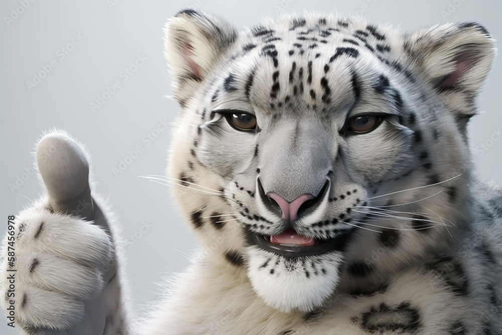 Realistic Snow Leopard Giving Thumbs Up Sign [Generative AI] Stock ...
