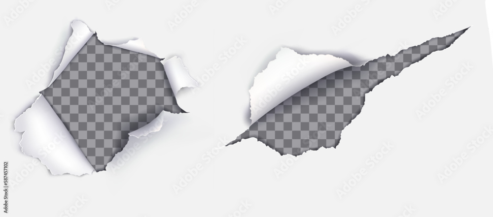 Torn hole in torn paper on transparent background vector graphic eps10 ...