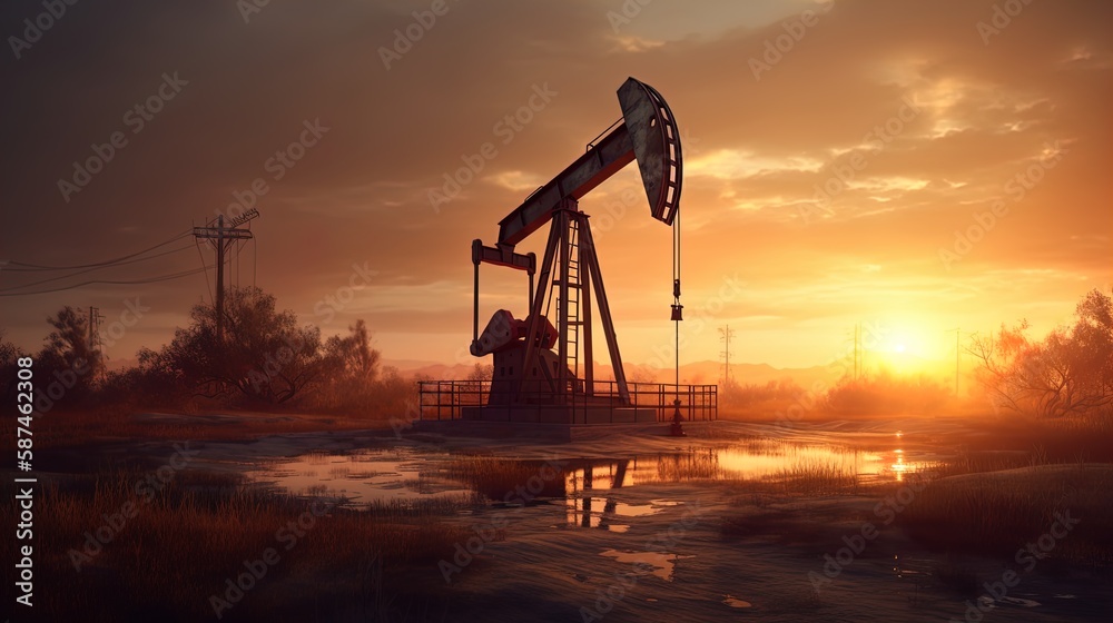 Realistic Oil Derrick Pump Illustration in 8K created with generative ...