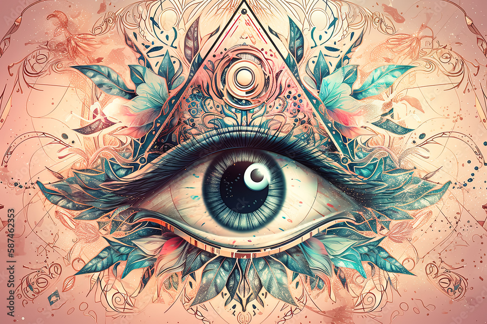 Sign Illuminati. Freemasonry. The masonic square. All seeing eye in ...