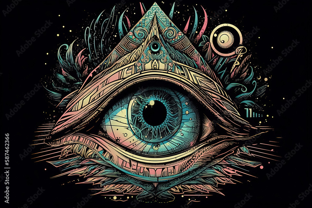 Sign Illuminati. Freemasonry. The masonic square. All seeing eye in ...
