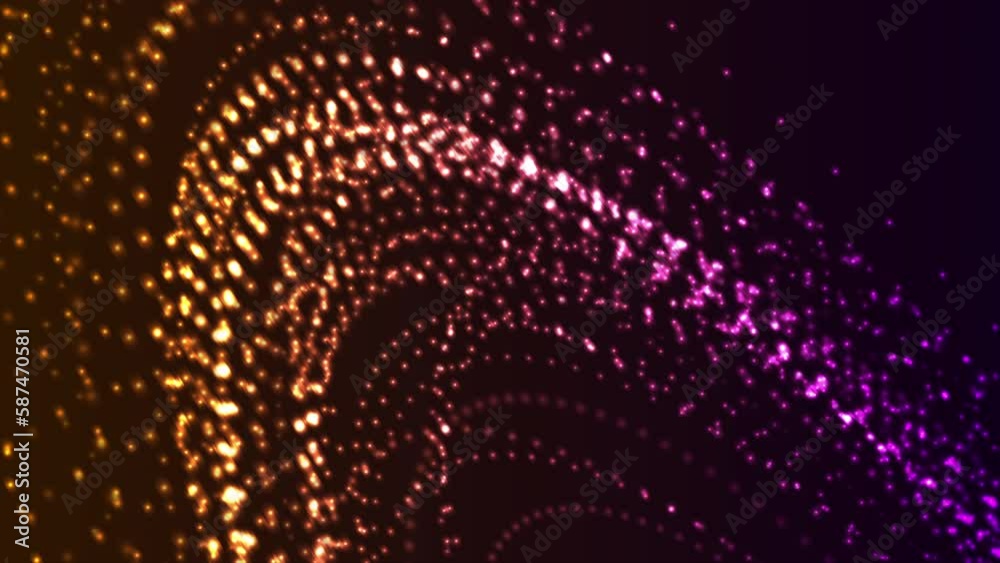 Neon round flowing futuristic particles abstract hi-tech background ...