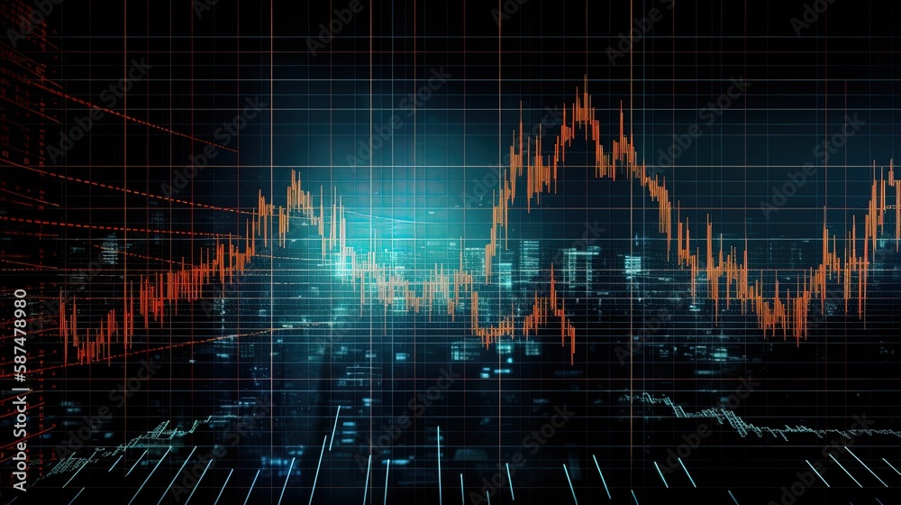 ภาพประกอบสต็อก Stock market background wallpaper. Financial chart with ...