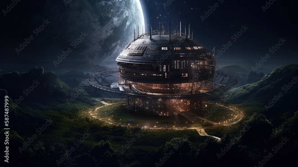 Farm in Outer Space in 8K created with generative ai technology Stock ...