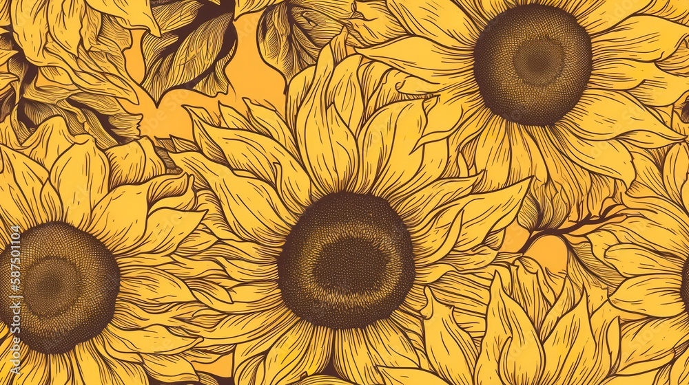 Sunflower Pattern Stock Illustration | Adobe Stock