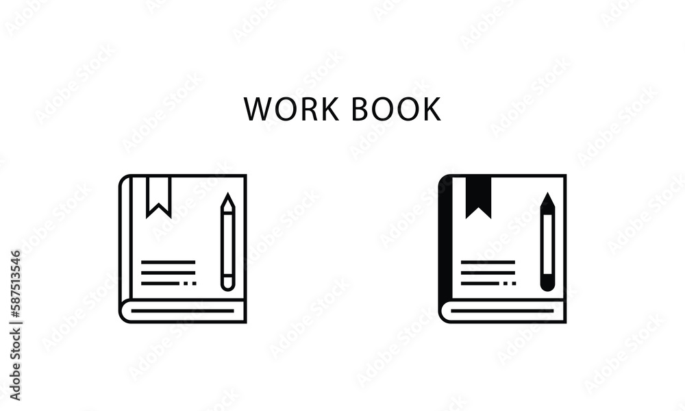 Work book Line and Solid icon. user for web and Mobile app. vector ...