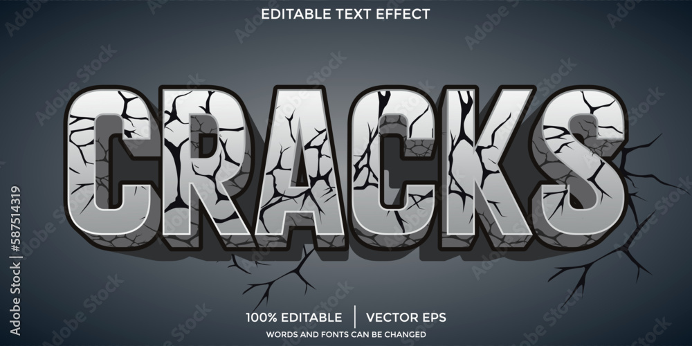 Crack editable 3d text effect Stock Vector | Adobe Stock