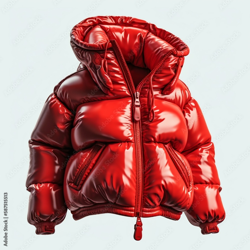 Glossy red puffy jacket. Generative AI Stock Illustration | Adobe Stock