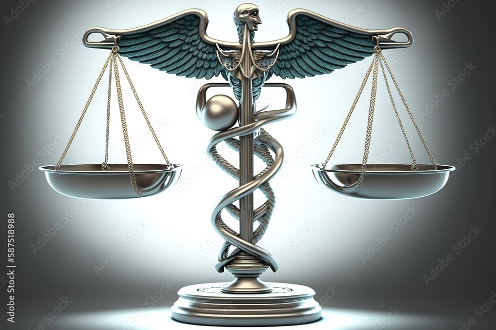 Medicine and justice. Caduceus symbol as scales. Conceptual image ...