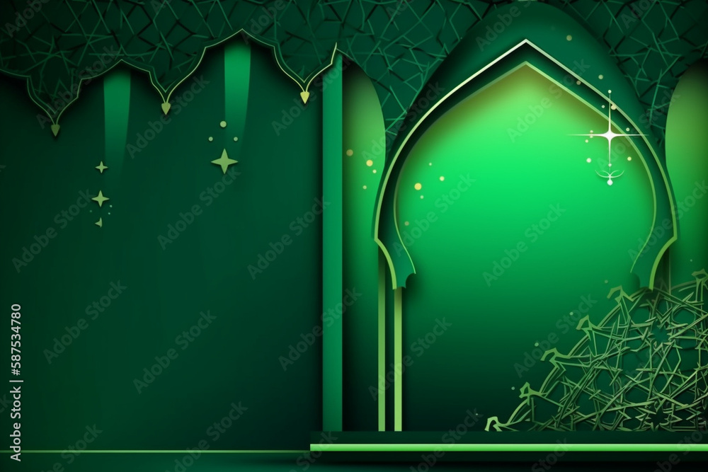 Eid green background with islamic decoration vibrant hues of the ...