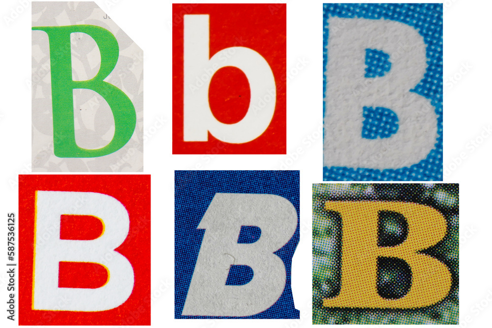 Letter B Magazine Cut Out Font Ransom Letter Isolated Collage Elements For Text Alphabet