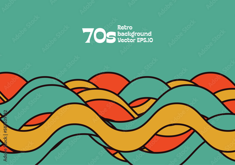ocean wave stromy sea 1970s theme modern art background use for ...