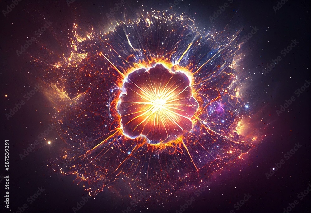 Explosion of the star. Supernova birth. Big bang. 5K realistic science ...