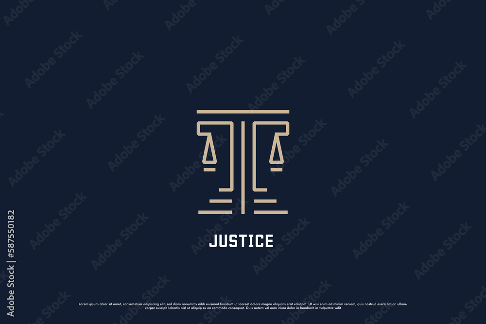Justice pillar logo design illustration. Line silhouette of pillars of ...