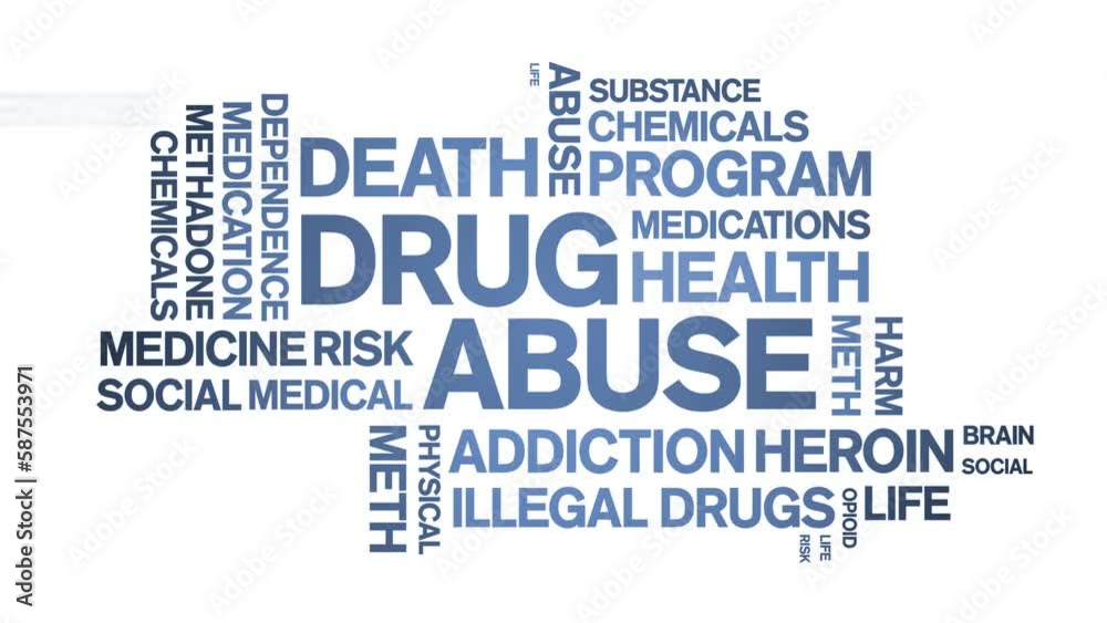 Drug Abuse animated tag word cloud;text design animation kinetic ...